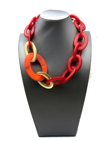 COLLARES CORTOS DE MUJER ROJOS DE BISUTERIA CON ESLABONES
