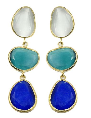 Pendientes largos azules y blancos para bodas elige tu color preferido
