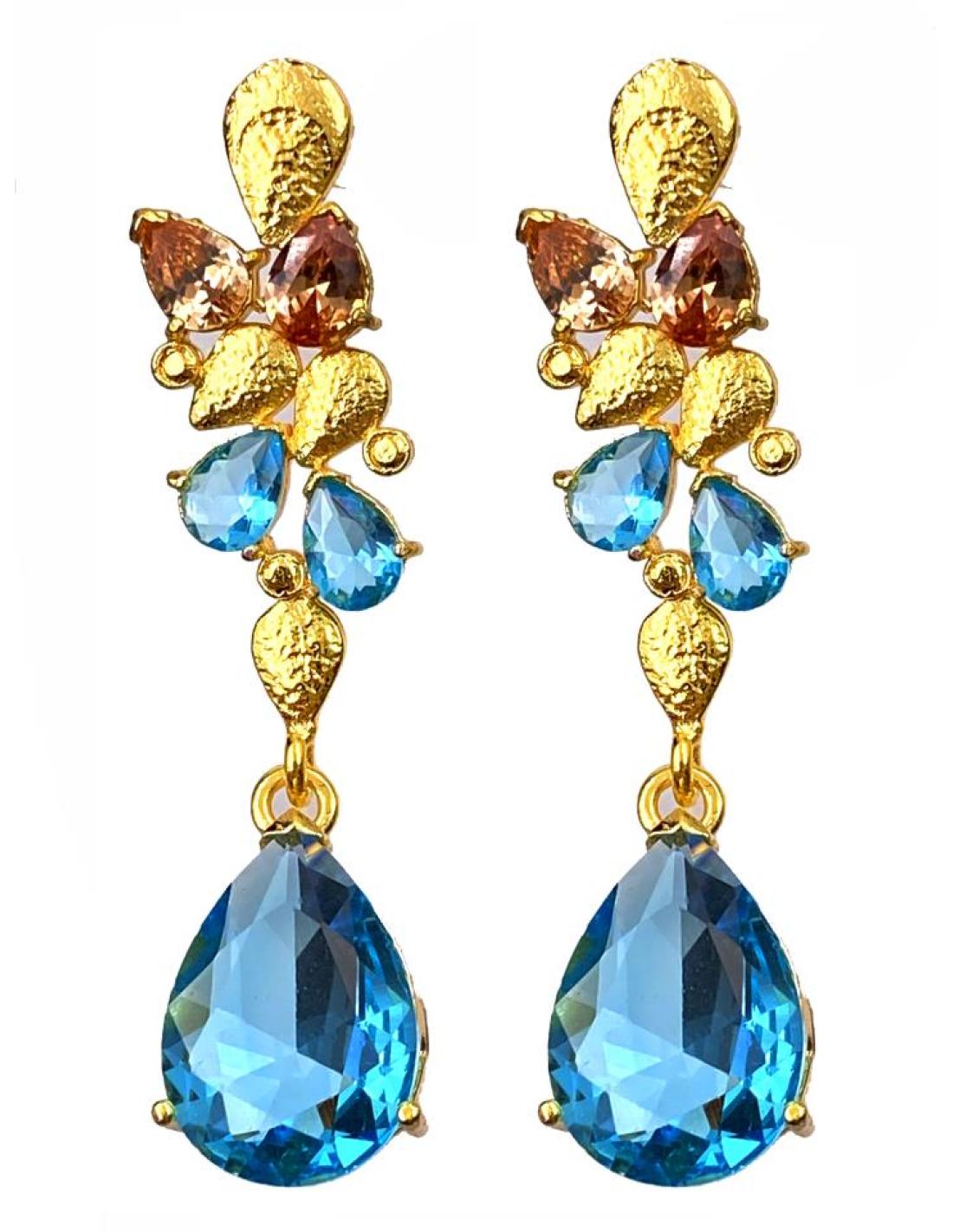 Pendientes mujer azules y melocoton largos, elegantisimos diseños con ...