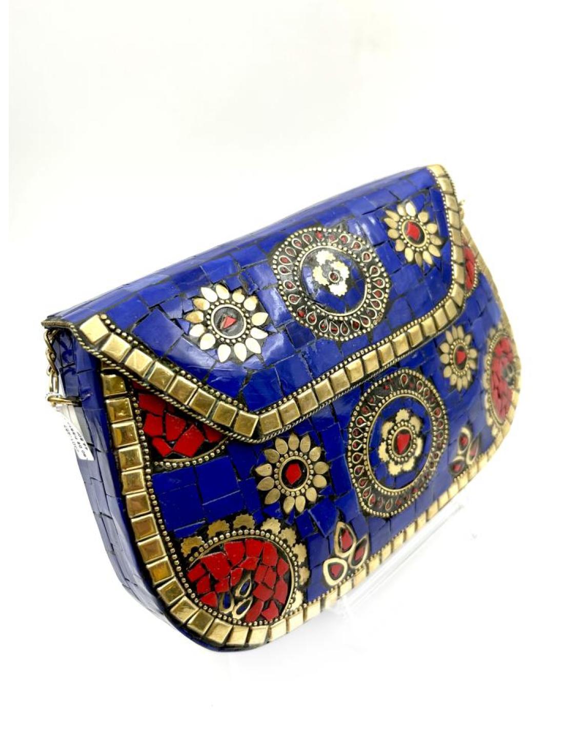 Bolsos de laton azules y rojos para fiesta y boda con original mosaico ...