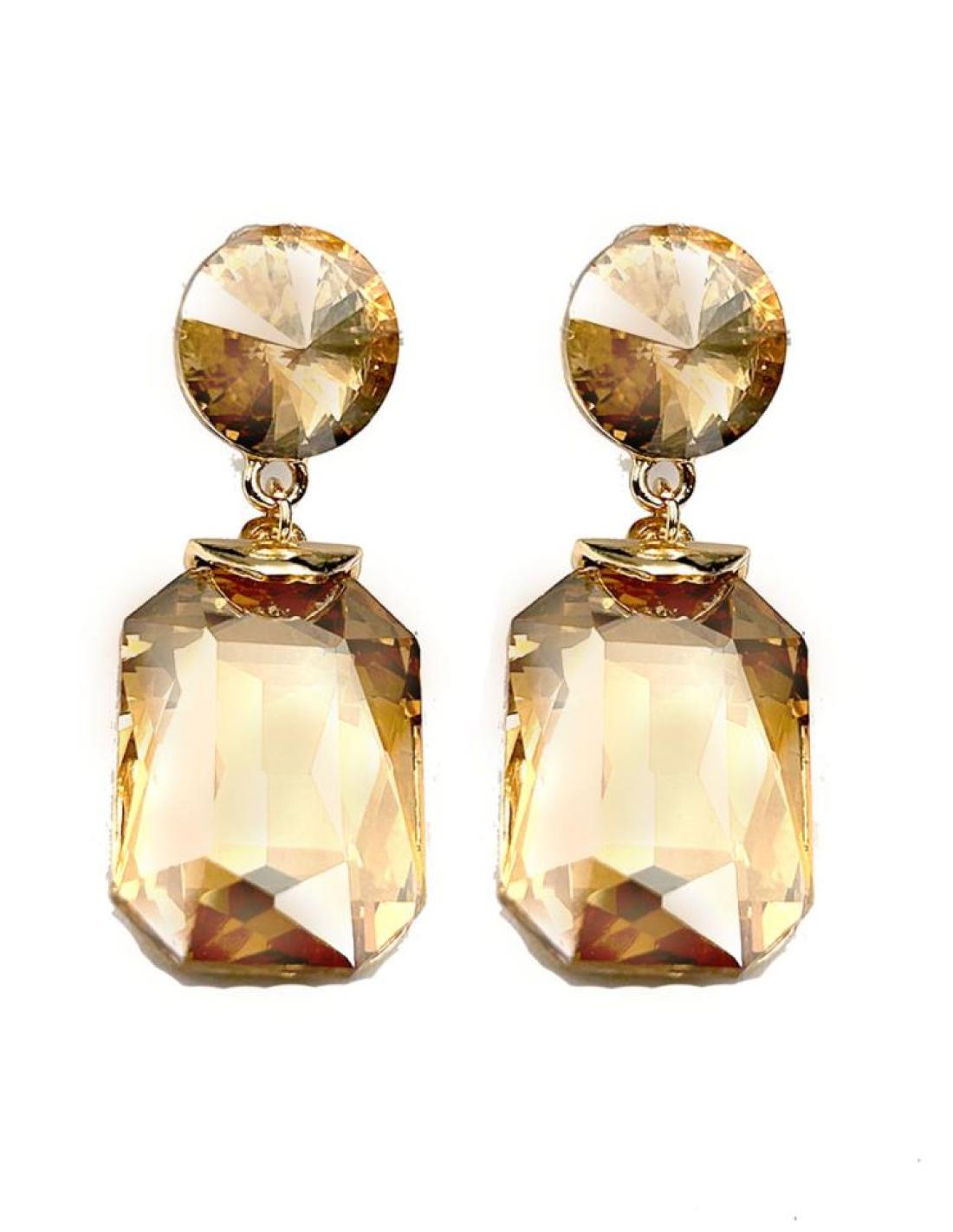 Pendientes dorados largos de fiesta para mujer, alta calidad y brillo ...