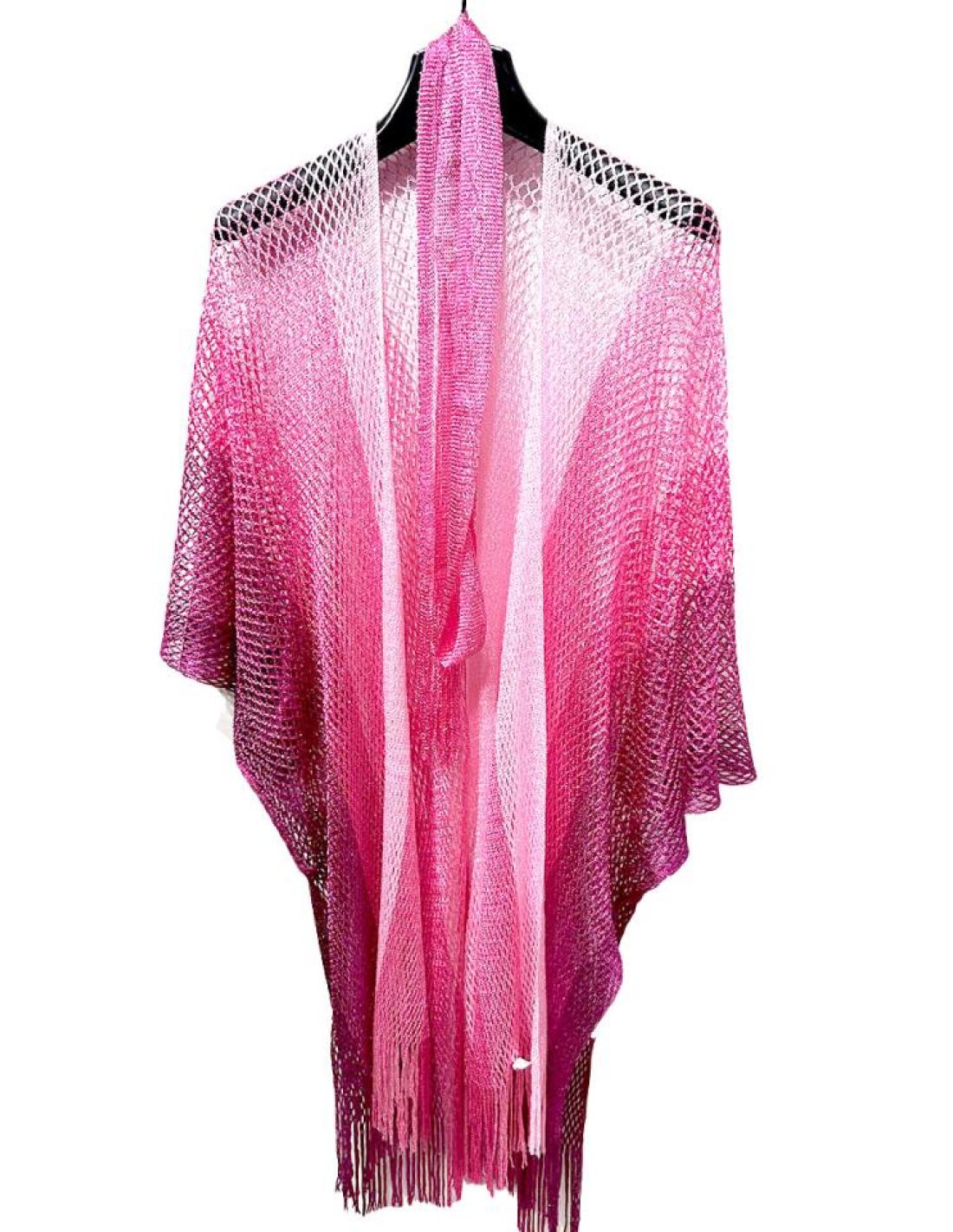 Chales moda fucsias y rosas para mujer con flecos diseño de kimono en ...